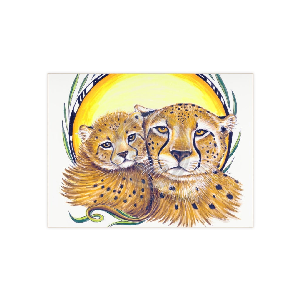 Cheetah Mom and the Cub Ink Art Ceramic Photo Tile – Seven Sirens Studios