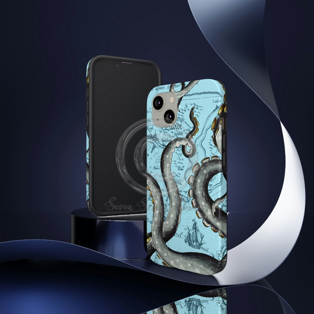 Grey Blue Octopus Tentacle Vintage Map Case Mate Tough Phone Cases ...