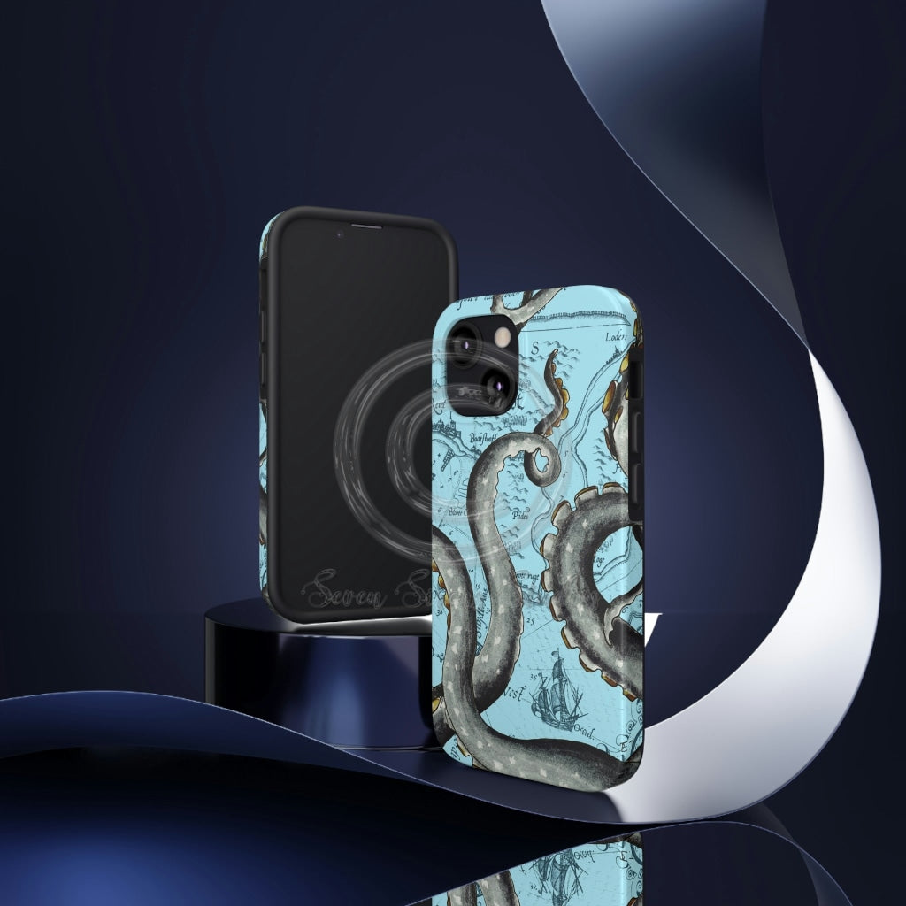 Grey Blue Octopus Tentacle Vintage Map Case Mate Tough Phone Cases ...