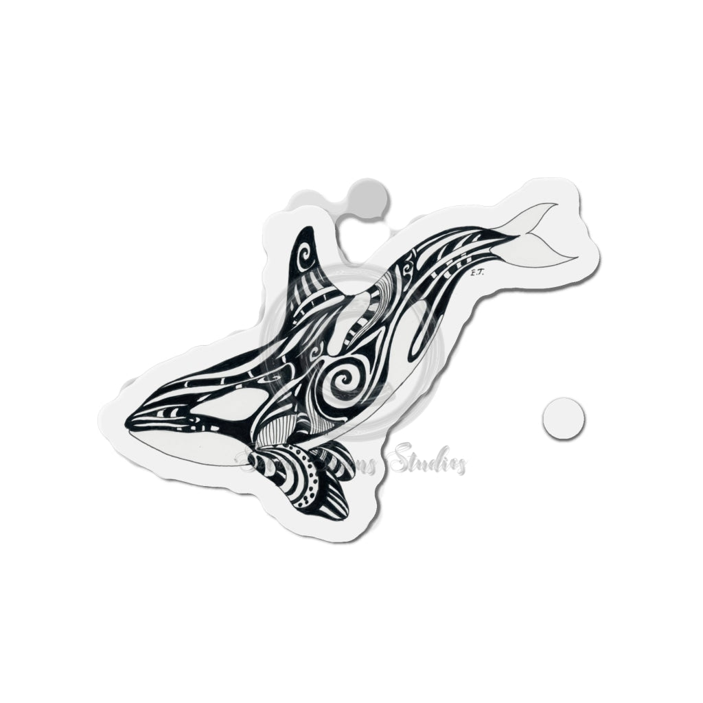 Tribal Orca Drawing Cute Orca Whale Sun Tribal Ink Art Die Cut Magnets