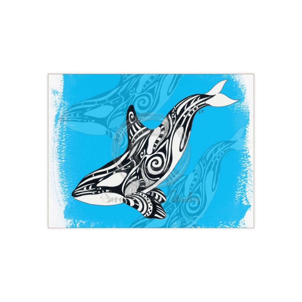 Orca whale Tribal Tattoo Ink Blue Art Ceramic Photo Tile – Seven Sirens ...